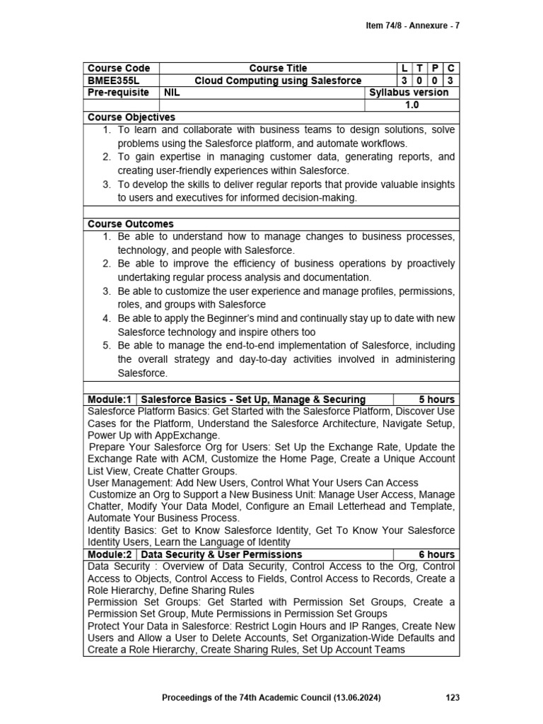 Bmee355l Cloud-Computing-Using-Salesforce TH 1.0 80 Bmee355l | PDF