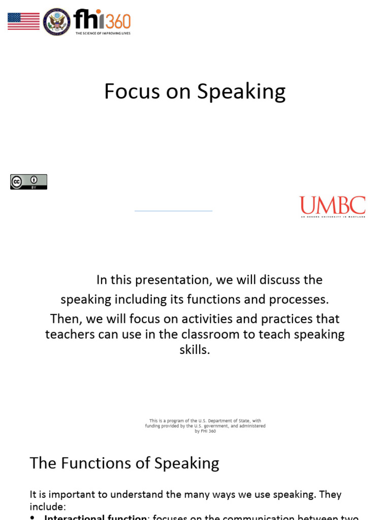 MOOC - Module 5 - Lecture - Focus On Speaking | PDF