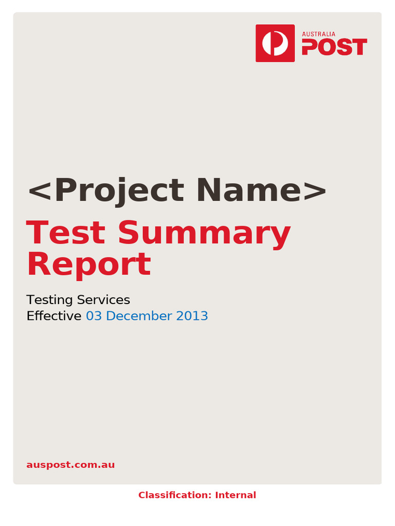 Test Summary Report Template V4.0 | PDF
