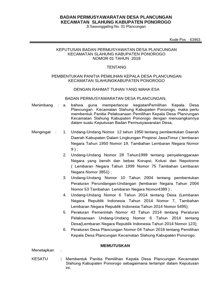 SK Panitia Pilkades | PDF