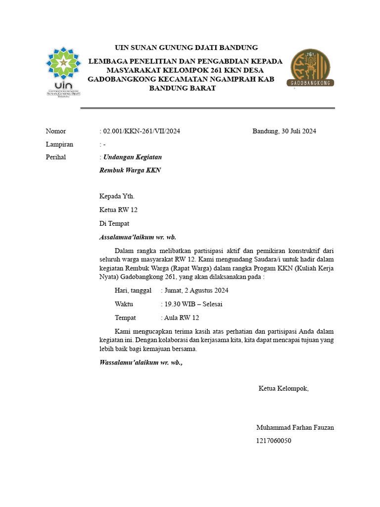 Surat Undangan Rembuk Warga - 071818-1 | PDF