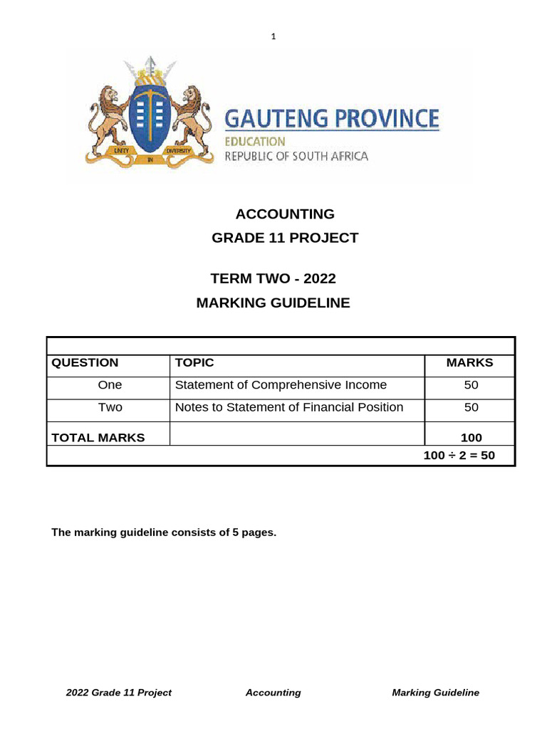 2022 Accounting Grade 11 Project - MG | PDF