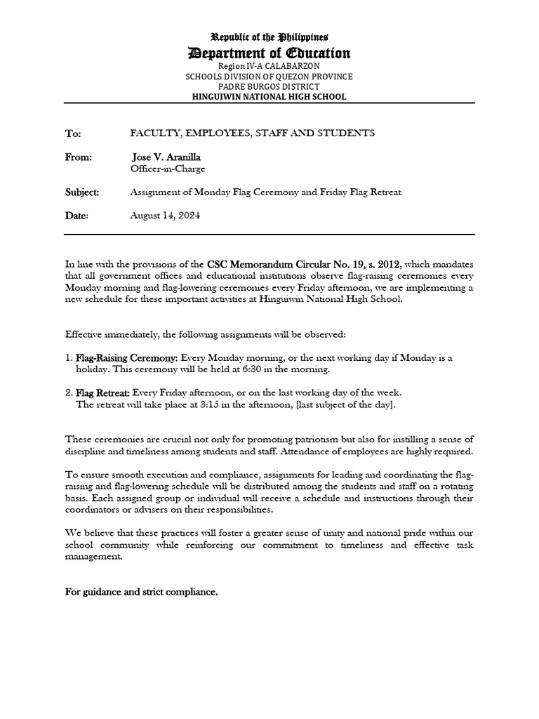 Flag Ceremony | PDF