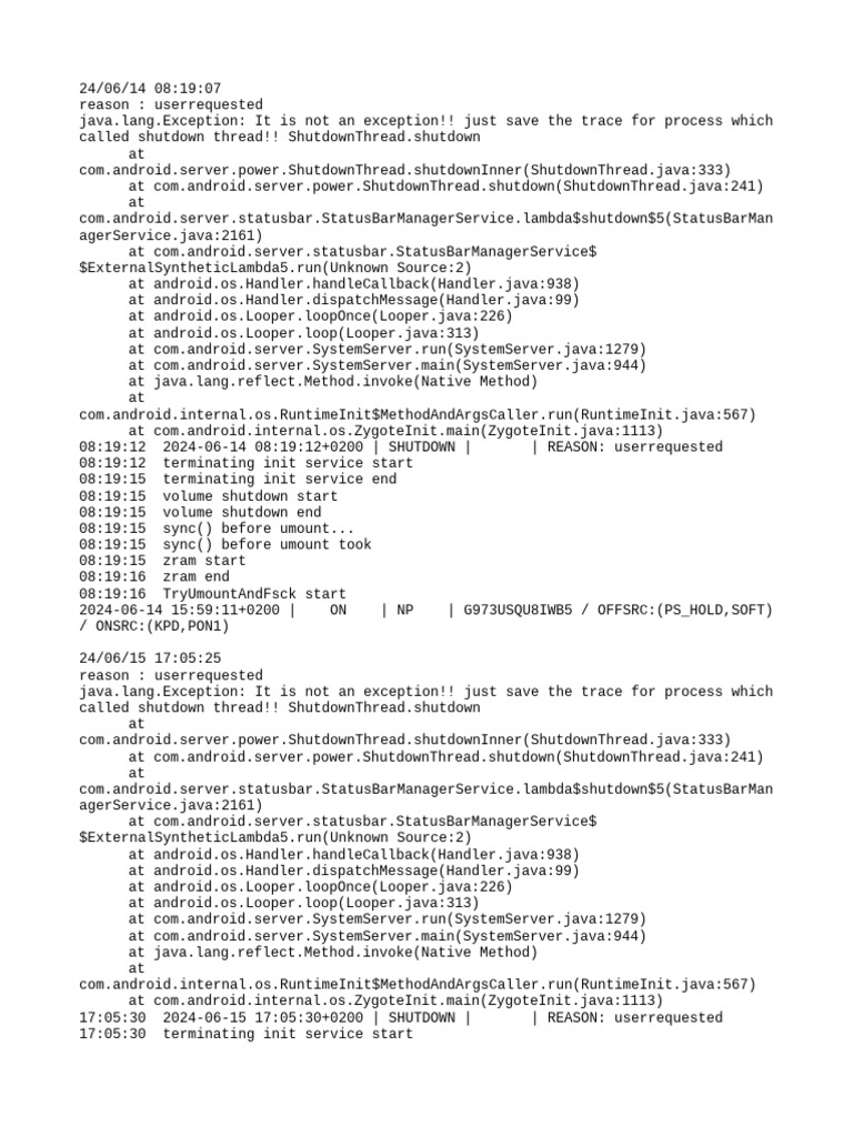 Android Shutdown Process Log | PDF | Embedded Linux Distributions | Computers
