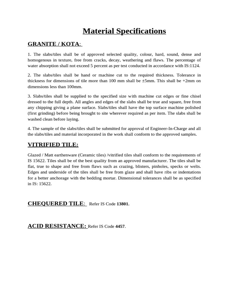 Material Specifications | PDF