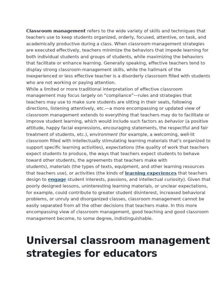 Classroom management | PDF