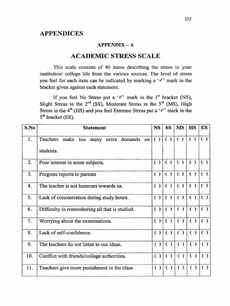 Academic Stress Scale | PDF