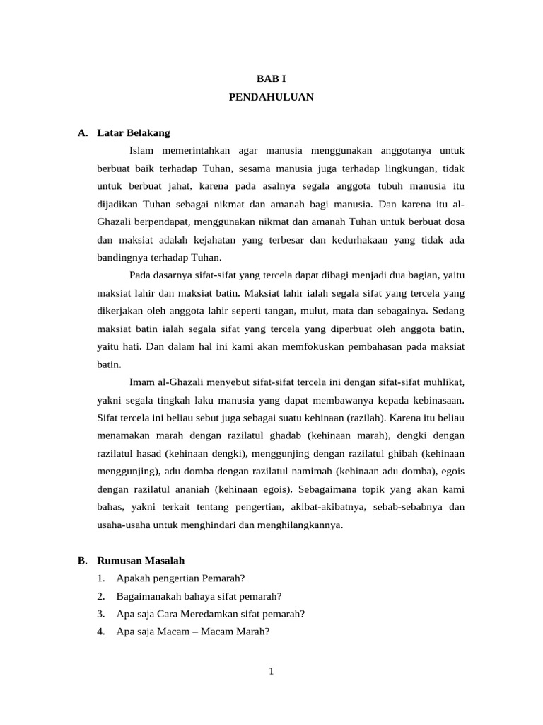 Makalah Cara Meredamkan Sifat Pemarah | PDF | Agama & Spiritualitas