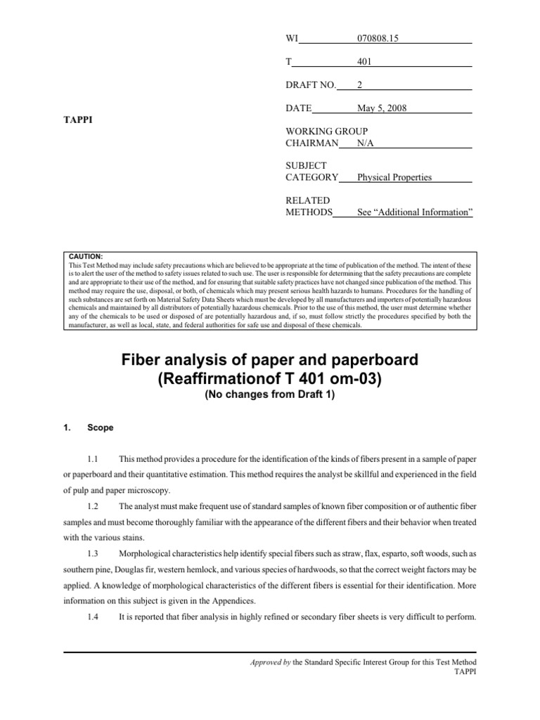 Tappi T 401 Om-03 | PDF