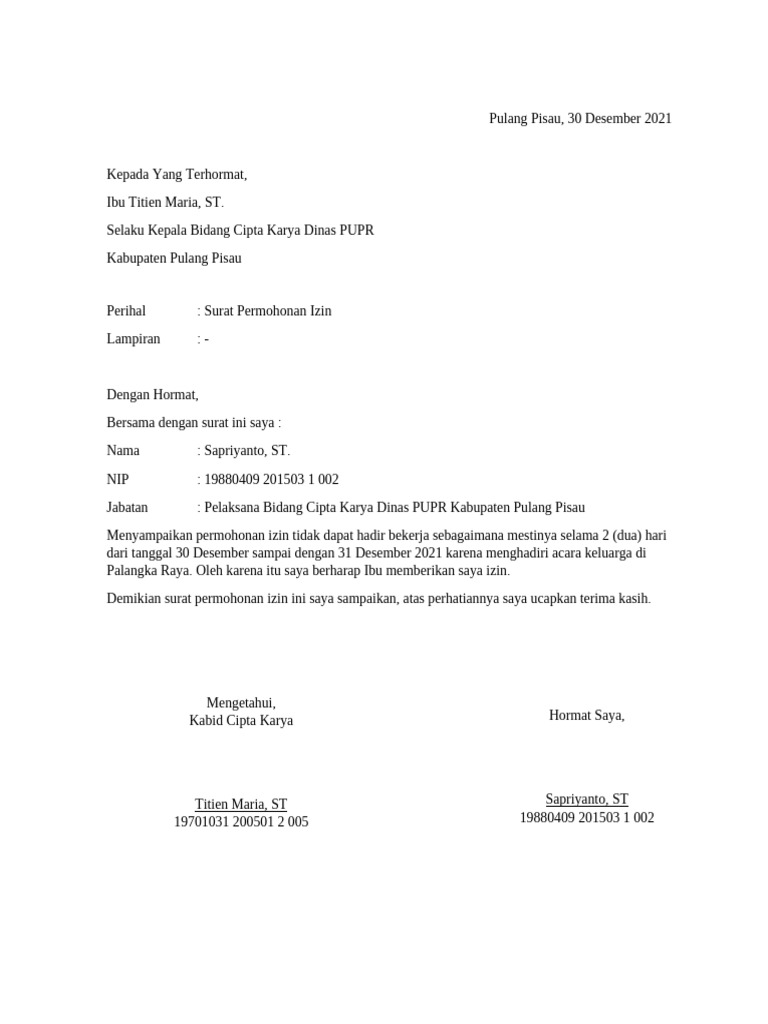 Surat Permohonan Izin | PDF