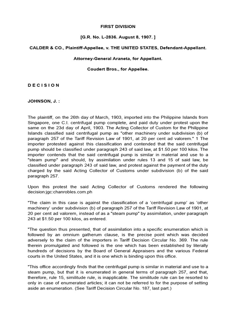 Calder Co vs. US | PDF