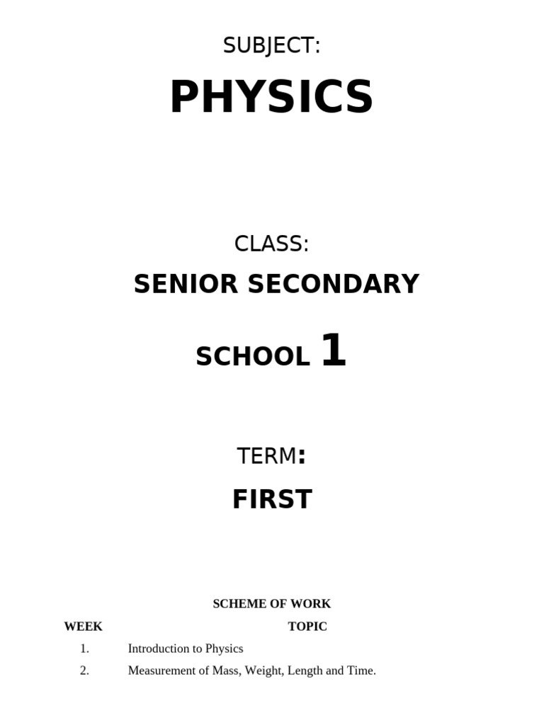 SS1 First Term Physics | PDF