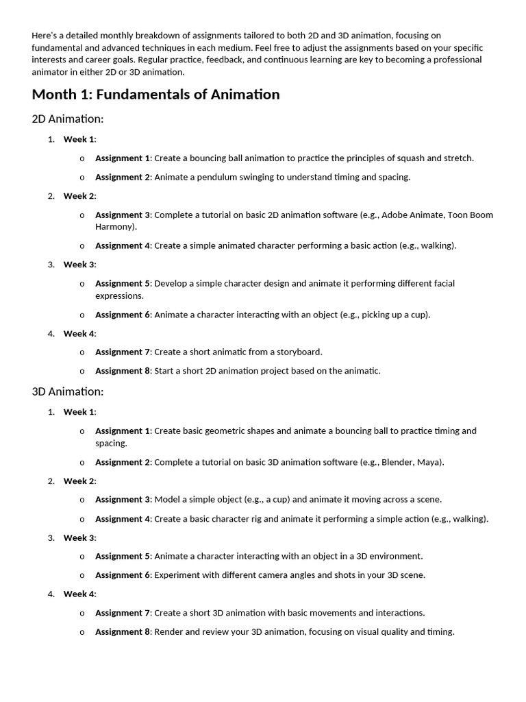 Animation Curriculum | PDF