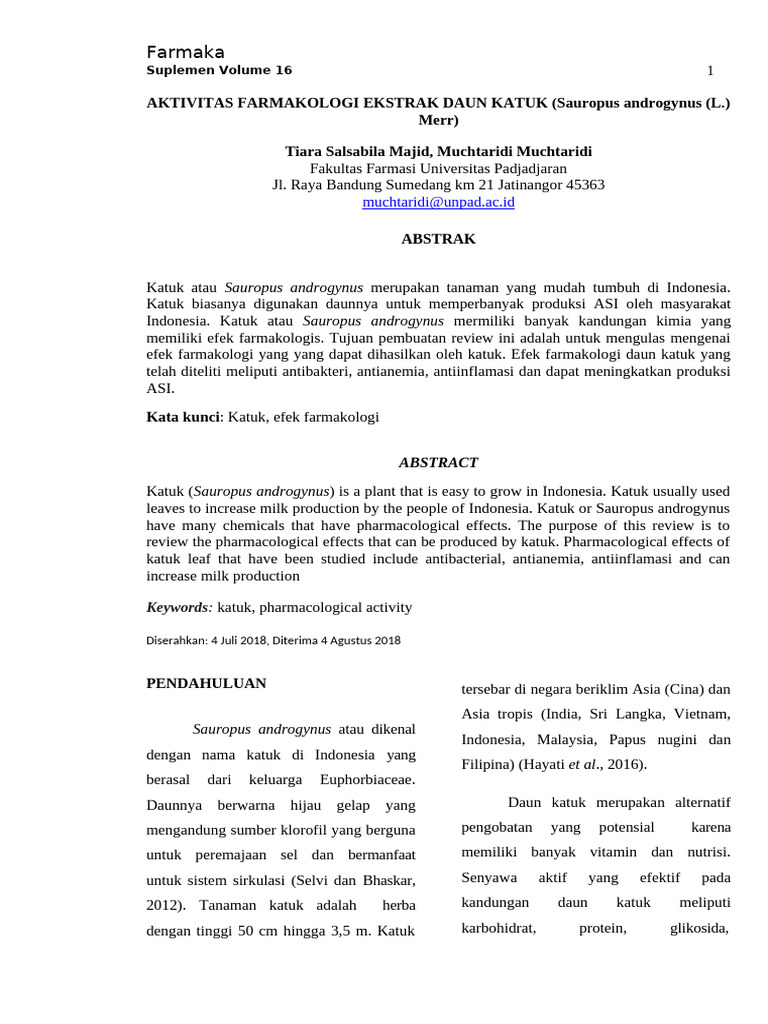 Katuk Farmasi Unpad | PDF