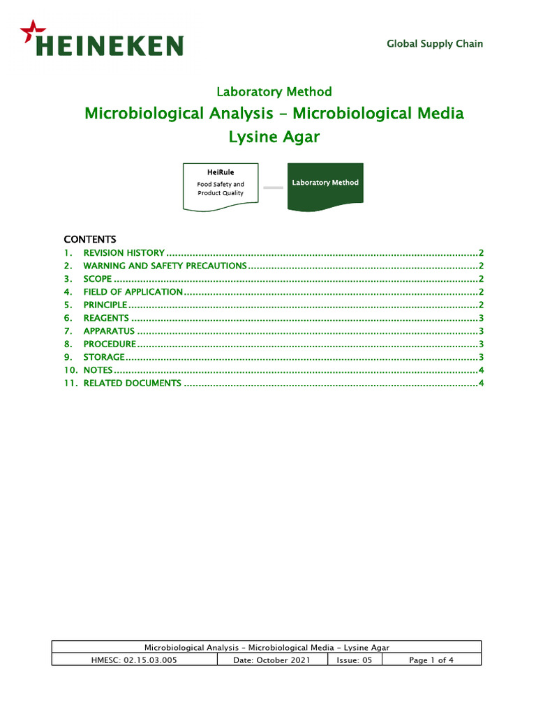 02.15.03.005 Microbiological Analysis - Microbiological Media - Lysine Agar | PDF