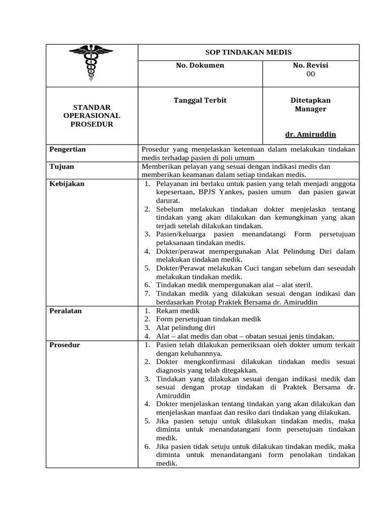 SOP TINDAKAN Ok | PDF