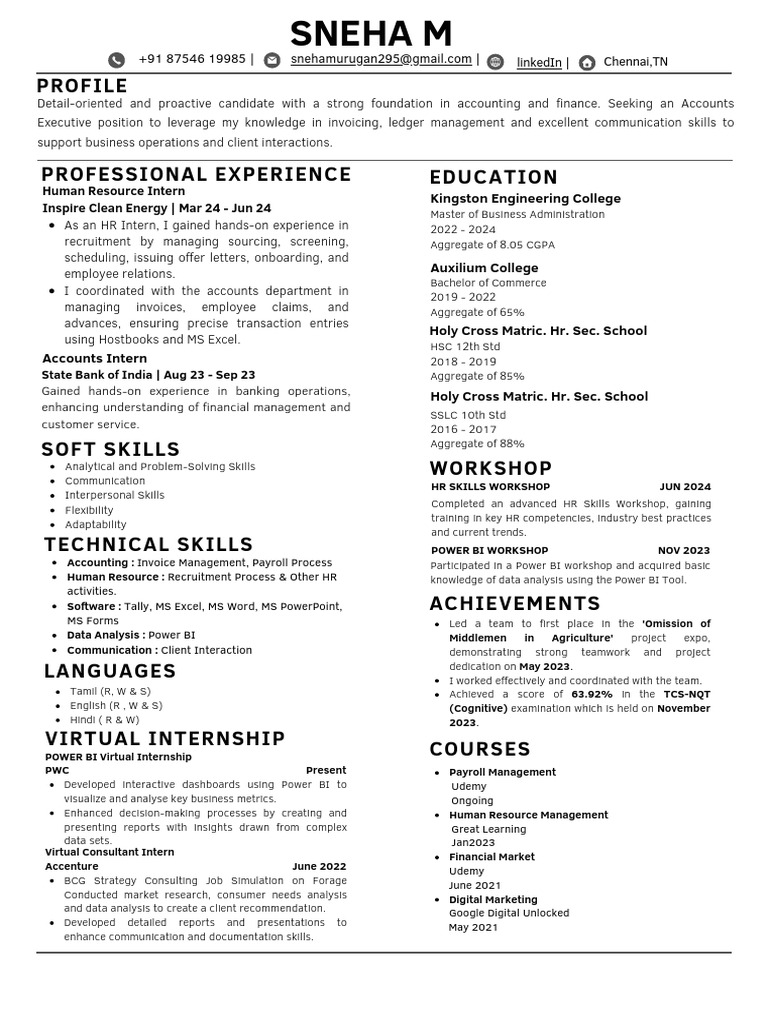 Sneha Resume | PDF