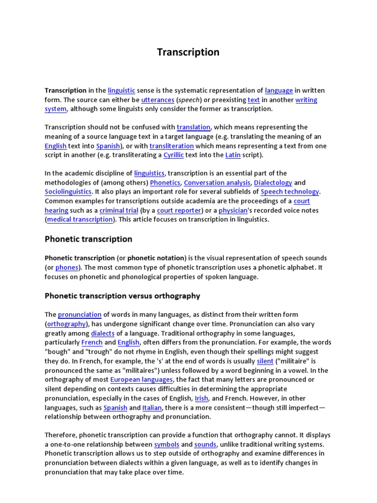 Transcription | Phonetics | Oral Communication
