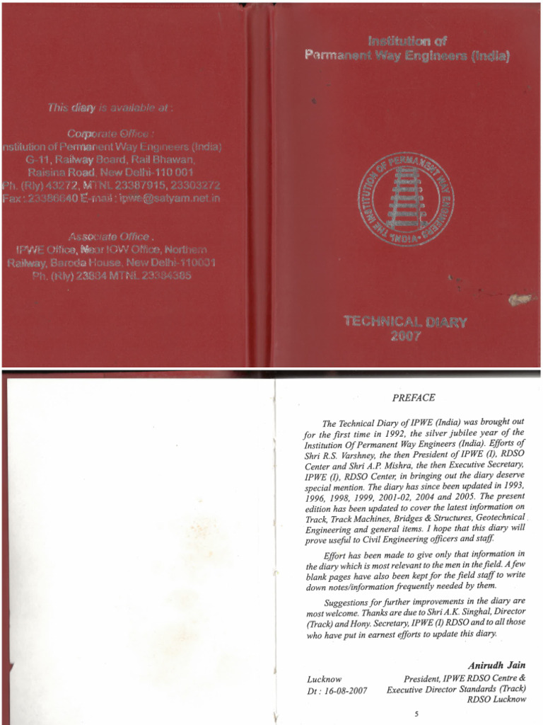 Institution of Permanent Way Engineers (India) TECHNICAL DIARY - 2007 | PDF