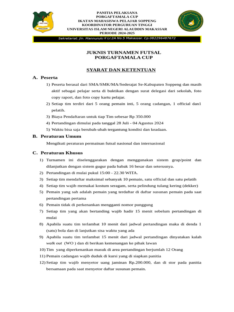 Juknis Porgaftamala Cup | PDF