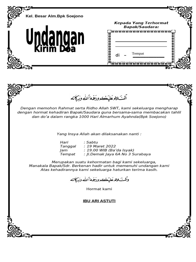 Undangan Kirim Doa | PDF