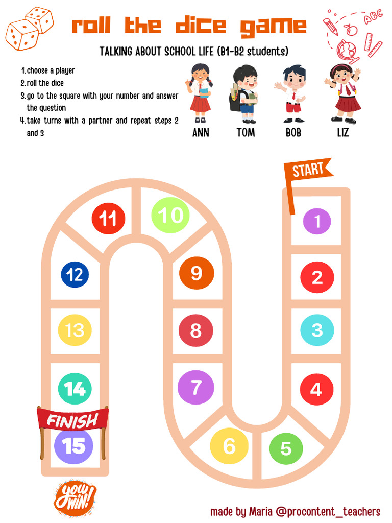Dice Game for Discussing School Life | PDF