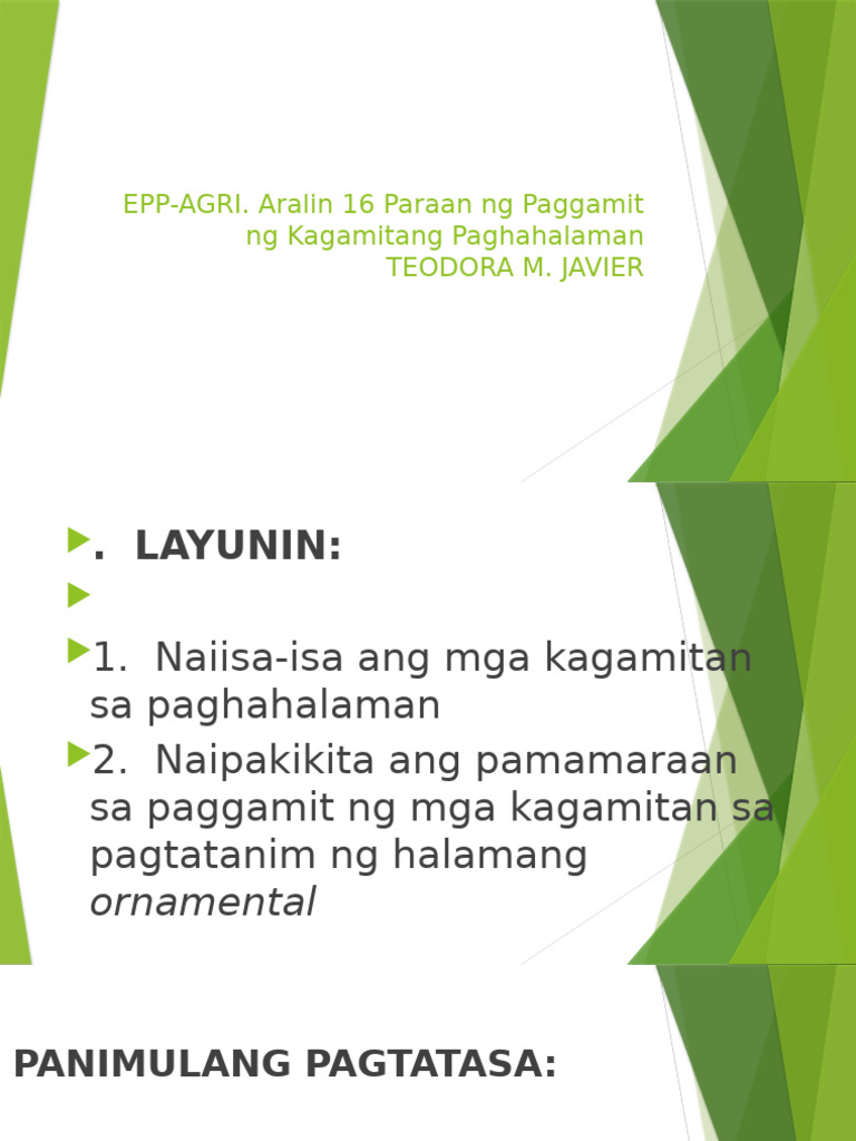 16 EPP-AGRI - Aralin 16-Paraan NG Paggamit NG Kagamitang Paghahalaman | PDF