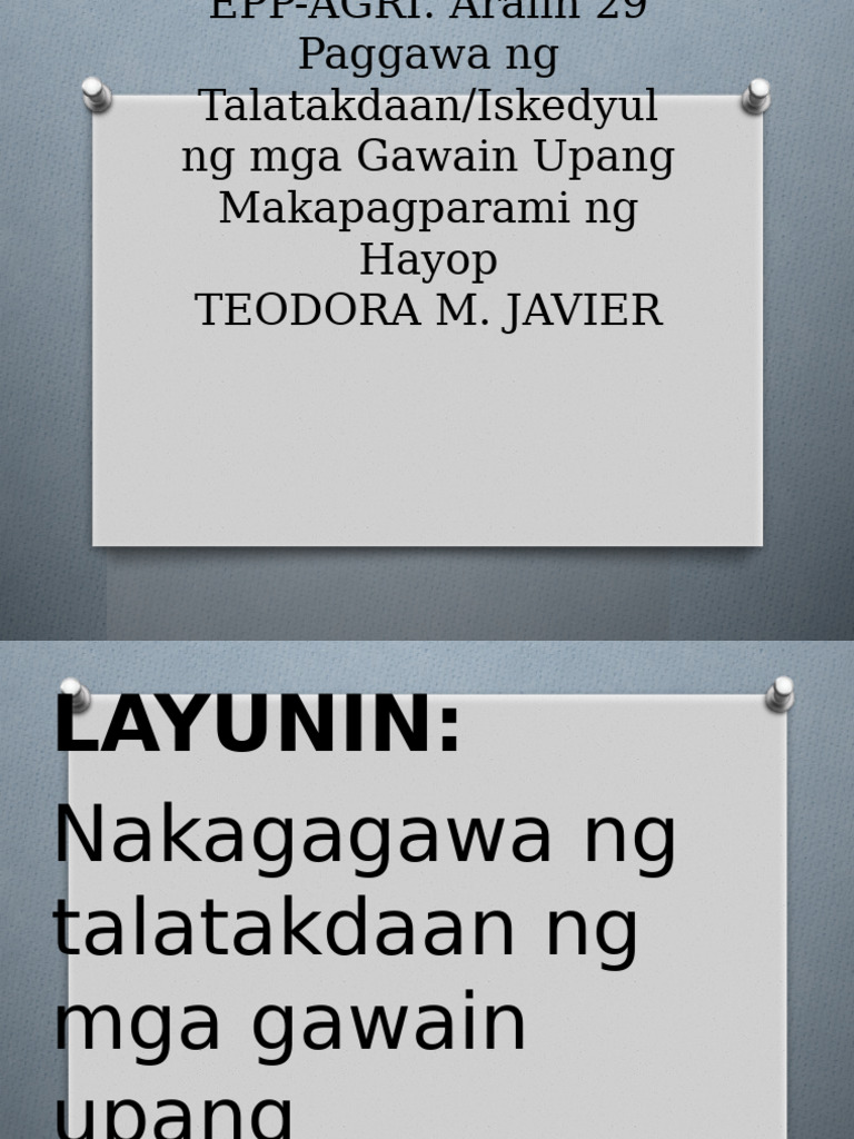 29 EPP-AGRI. Aralin 29-Paggawa NG Talatakdaan NG Mga Gawain | PDF