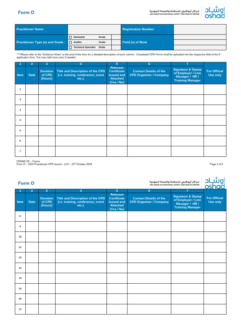 Form O - CPD Record - WF - v3.0 English | PDF