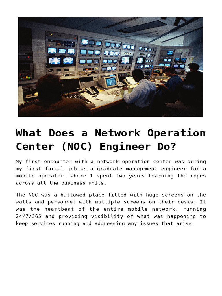NOC Engineer Responsability | PDF