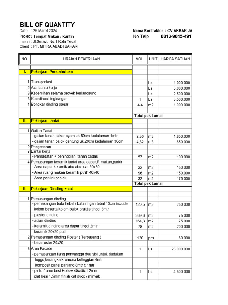 Penawaran Kantin Revisi Baja Iwf | PDF