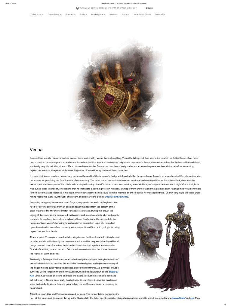 The Vecna Dossier The Vecna Dossier Sources DD Beyond | PDF