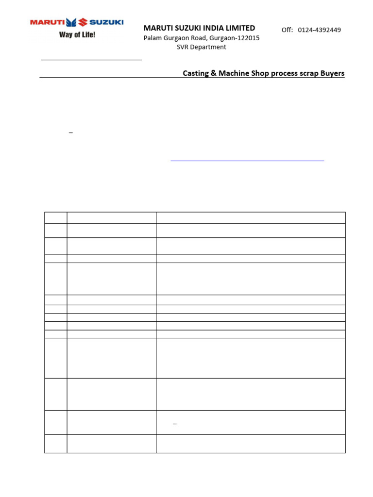 Application For Pre Qualification of Casting and Machine Shop Process ...