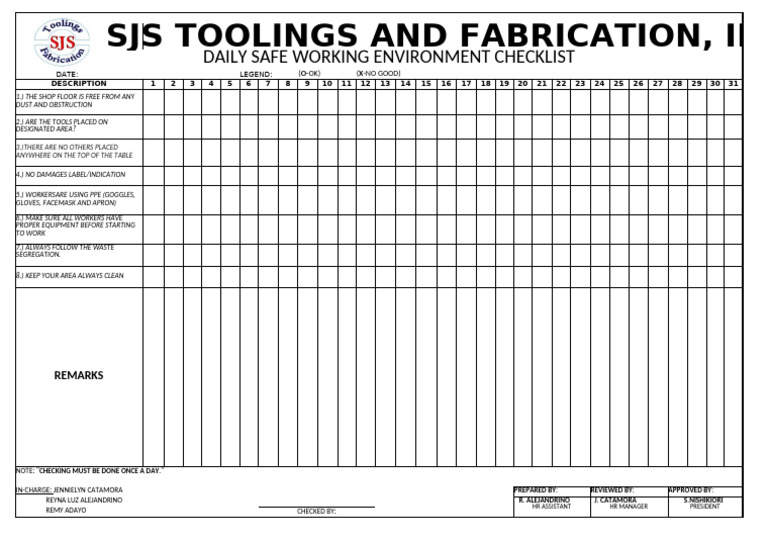 5s Daily Checksheet | PDF