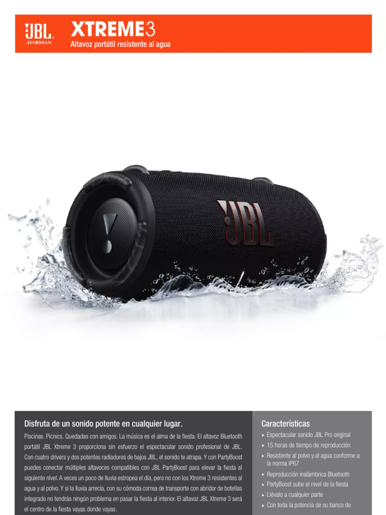 Manual de Usuario JBL Xtreme 3 (Español - 21 Páginas) | PDF