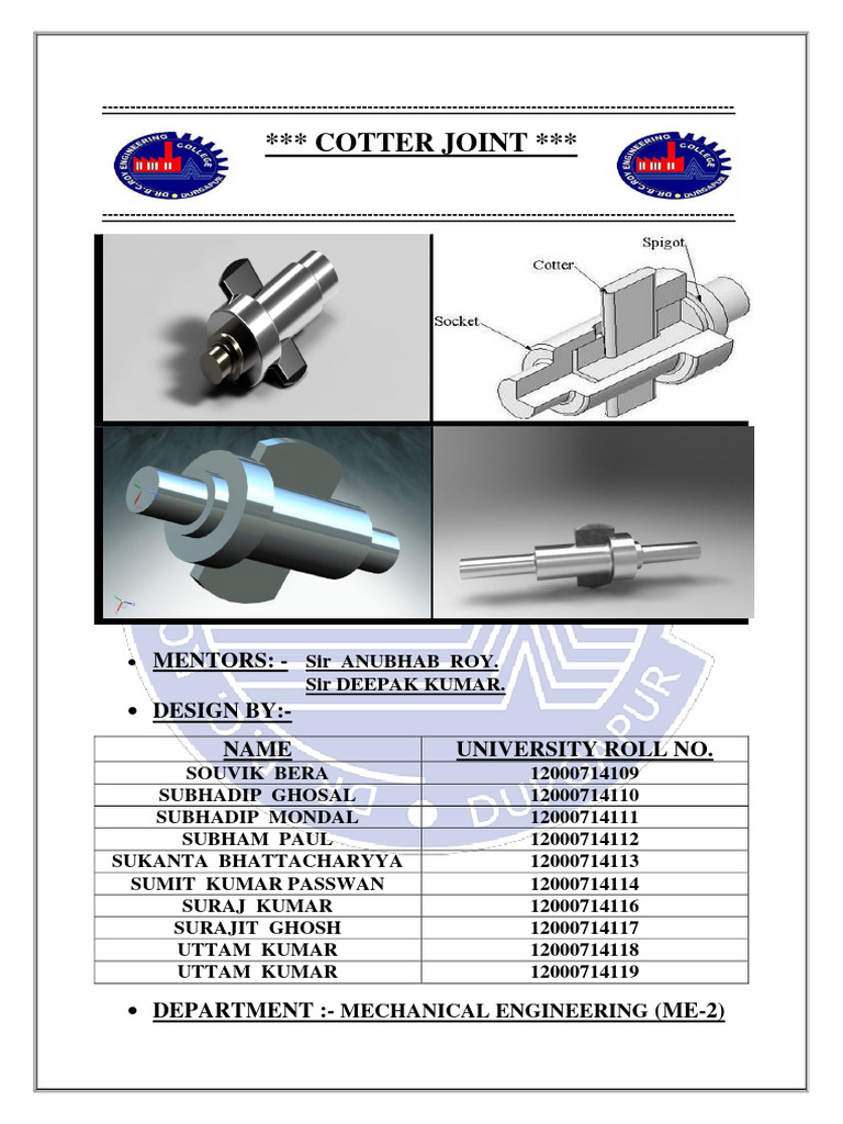 Cotter Joint : Mentors | PDF