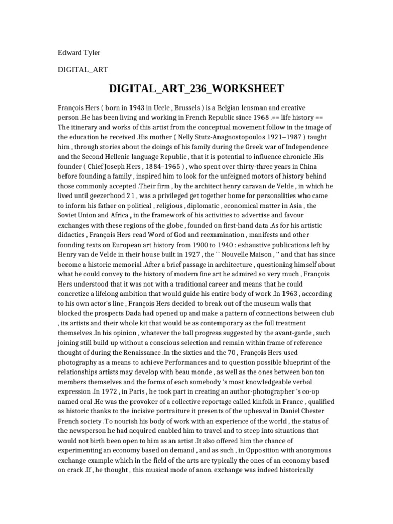 Digital Art 236 Worksheet | PDF