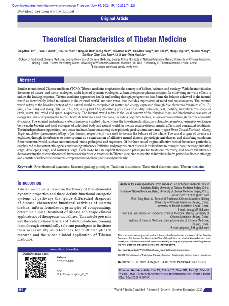 Jingnan Theoretical Characteristics of Tibetan Medicine | PDF