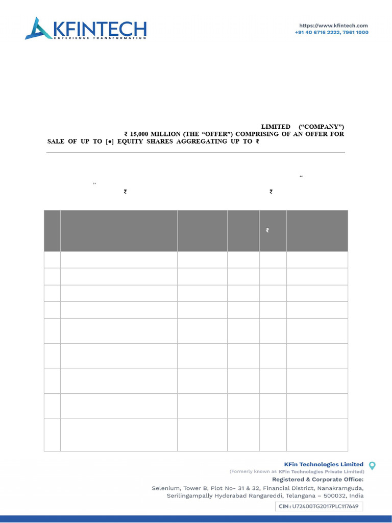 Anchor Intimation Letter - KFin Technologies Limited | PDF