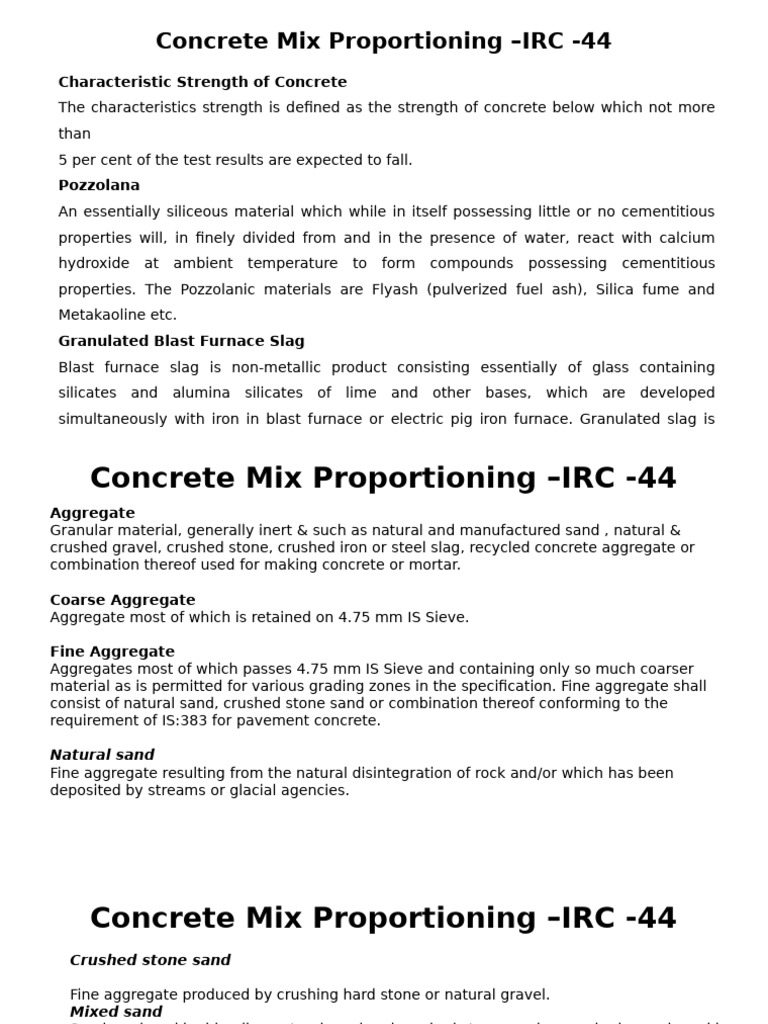 Concrete Pavement Mix Design | PDF