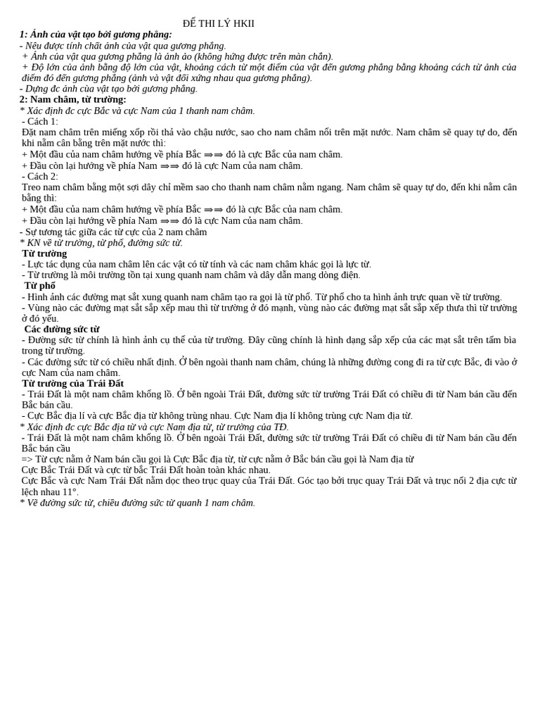 ĐỂ THI LÝ HKII | PDF