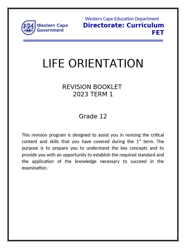 LO Grade 12 Revision Booklet Term 1 - 2023 | PDF