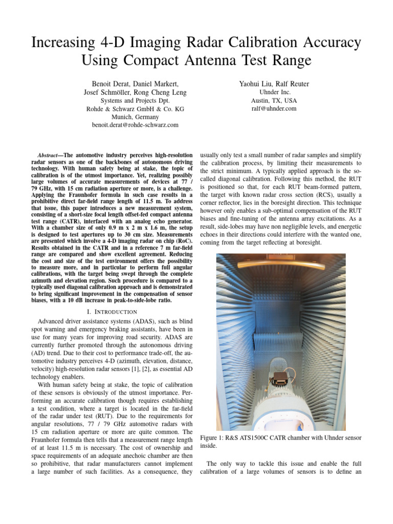 Increasing 4-D Imaging Radar Calibration Accuracy Using Compact Antenna ...