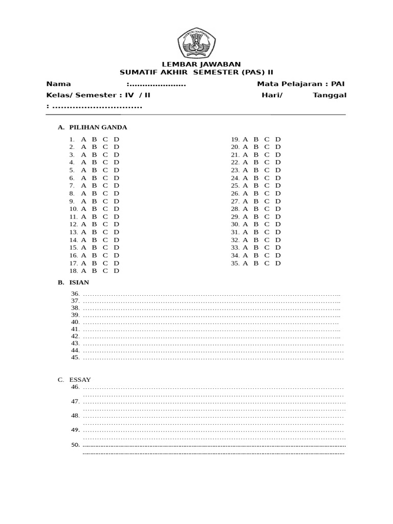 Lembar Jawaban | PDF
