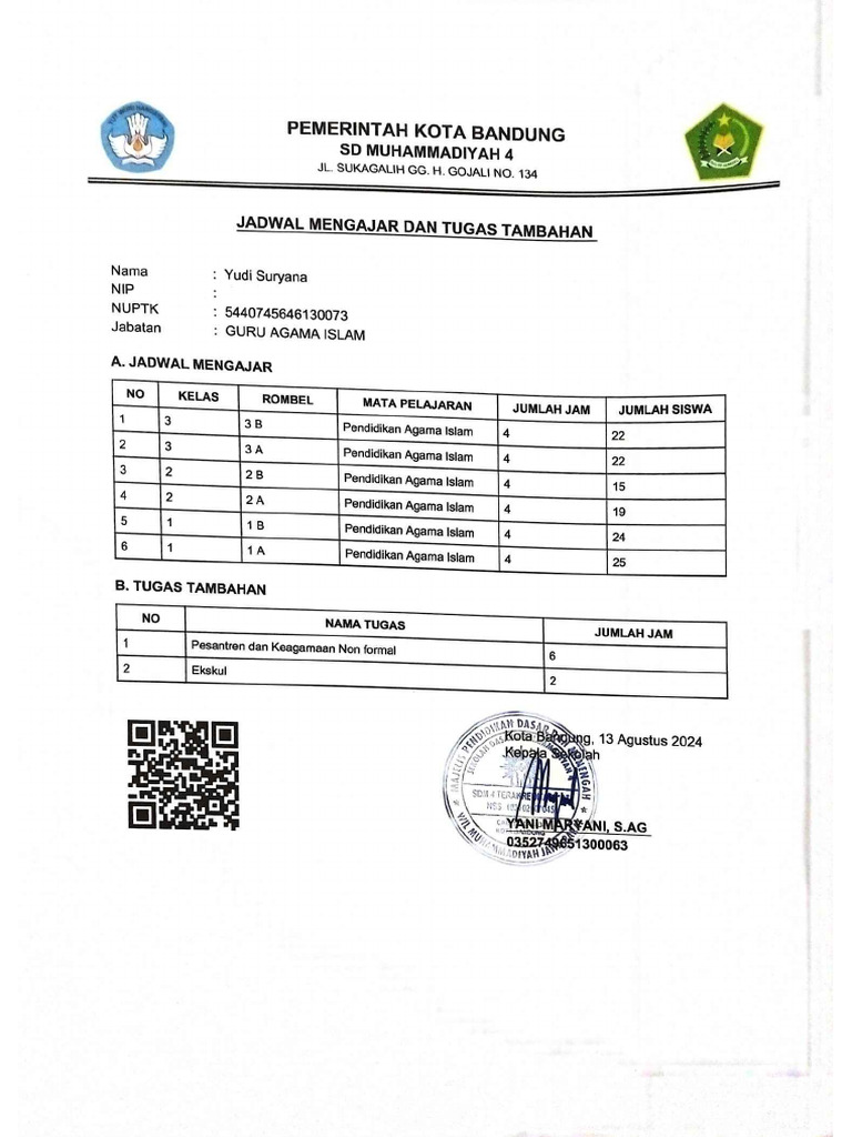 Jadwal Mengajar Pak Yudi | PDF