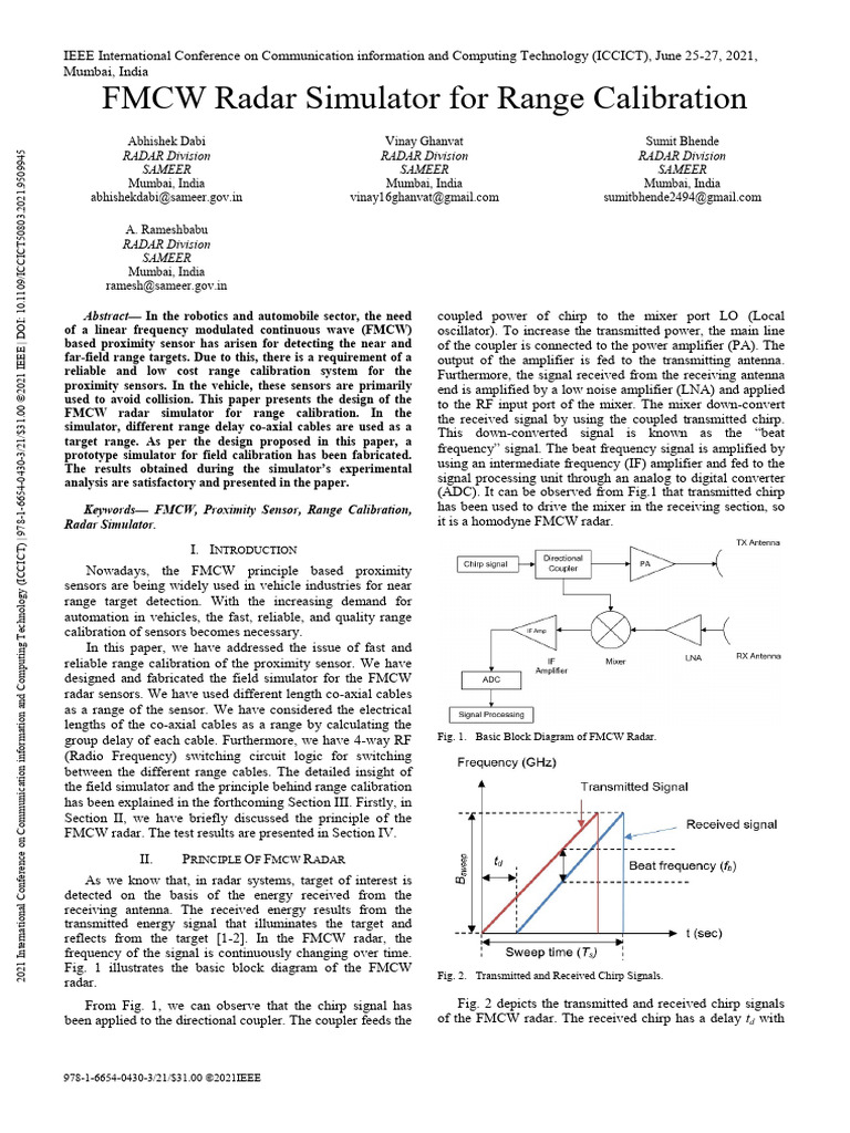 FMCW Radar Simulator For Range Calibration | PDF