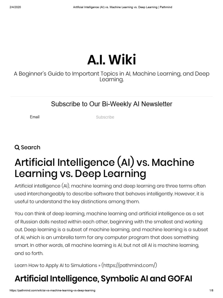 Artificial Intelligence (AI) vs. Machine Learning vs. Deep Learning ...