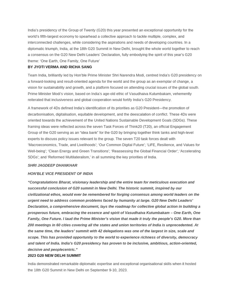 India g20 | PDF