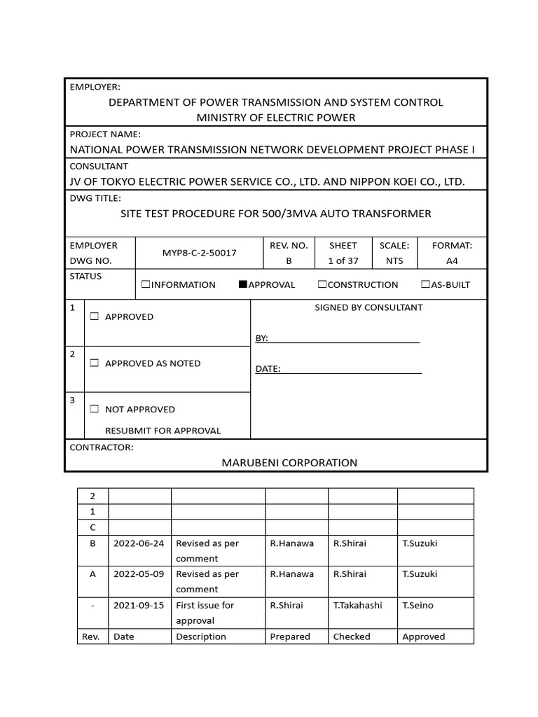 500 Kv Transformer Testing Procedures Pdf
