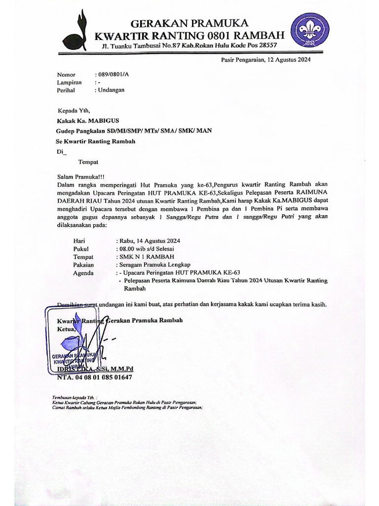 Undangan Hut Pramuka | PDF